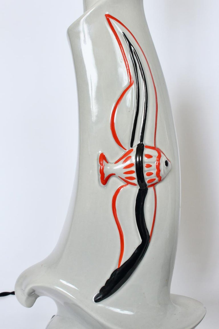 Pair Rembrandt Lamp Co. "Flying Fish" Glazed Ceramic Table Lamps, circa ...