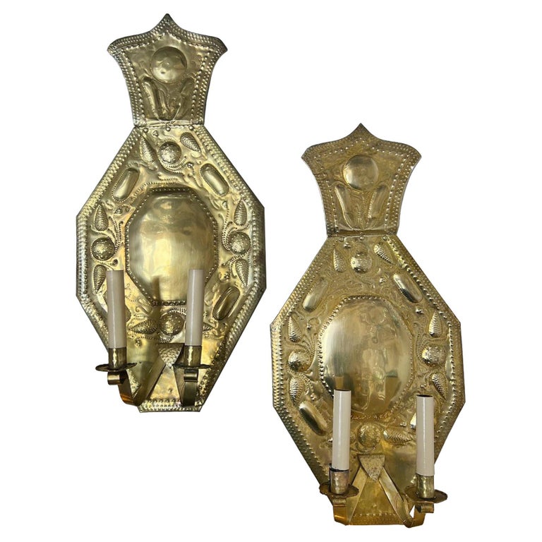 Pair Repousse' Dutch Sconces For Sale at 1stDibs