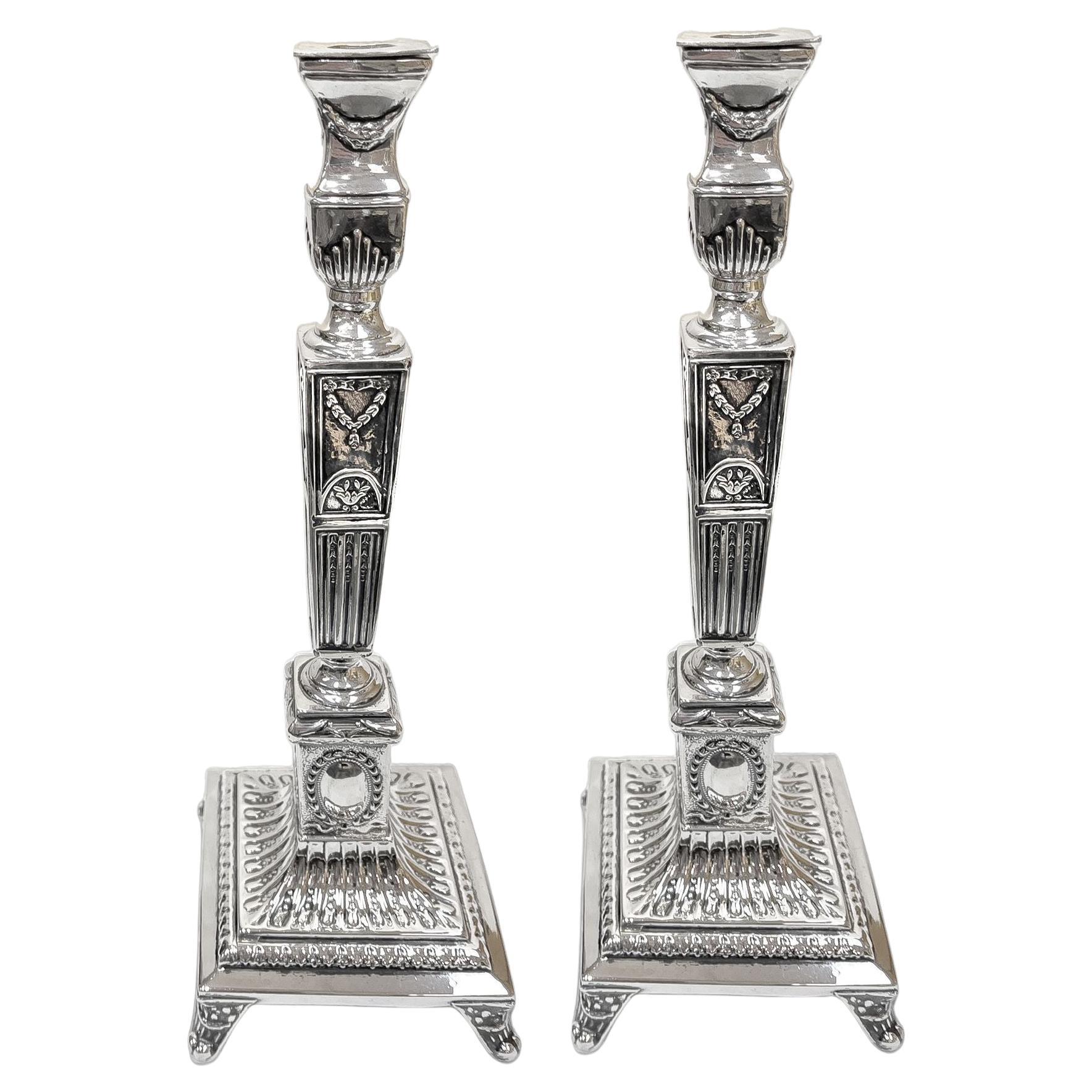 Pair Repoussé European Silver Vintage Antique Candlesticks For Sale at ...