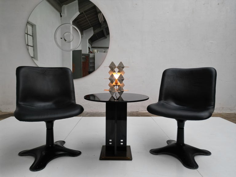 Pair Restored Black Leather Yrjo Kukkapuro Swivelling Chairs for Haimi ...