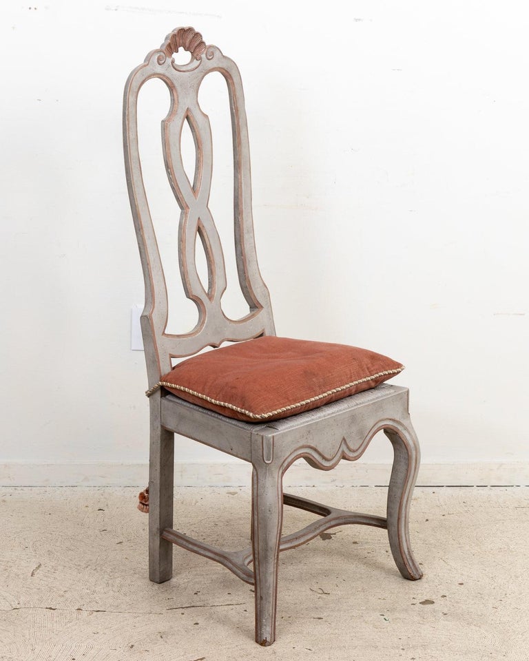 Pair Rococo Style Painted Chairs For Sale at 1stDibs