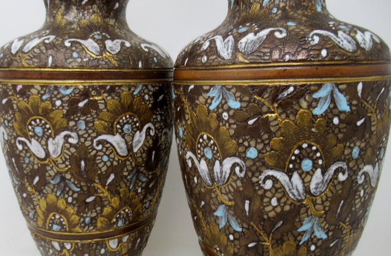 Pair of Royal Doulton Pottery Table Lamps Urns Vases Ormolu John Slater ...