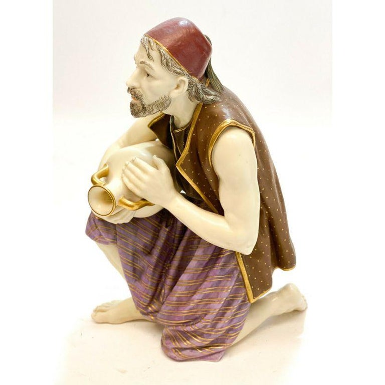 Pair Royal Worcester Porcelain Figurines, Man and Woman with Water Jars ...