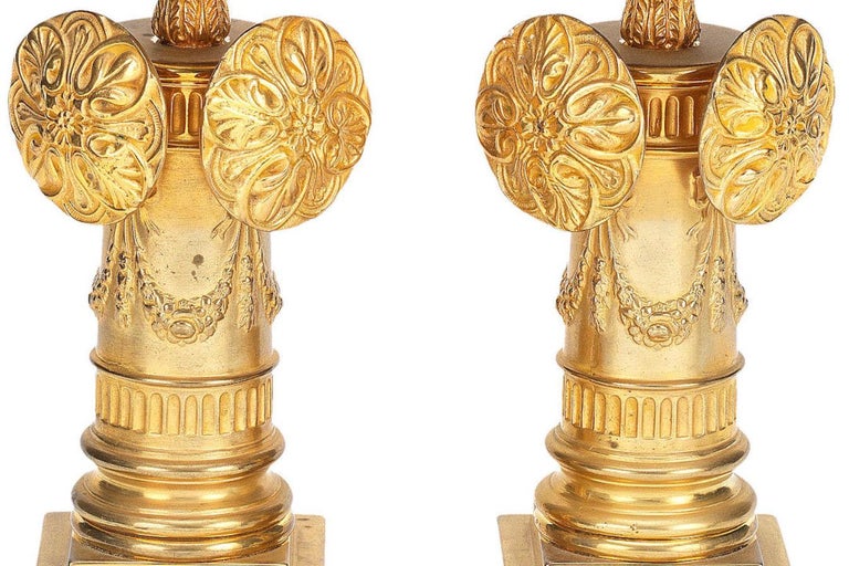 Pair Russian Empire Ormolu Bronze Candlesticks For Sale at 1stDibs