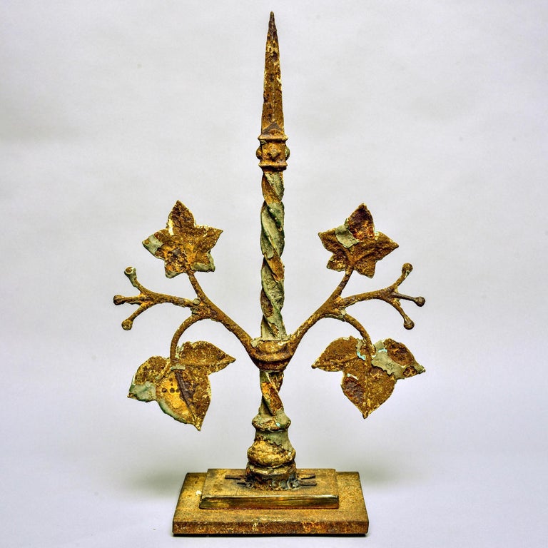 Pair of Rustic 19th Century Iron Finials on Stands For Sale at 1stDibs