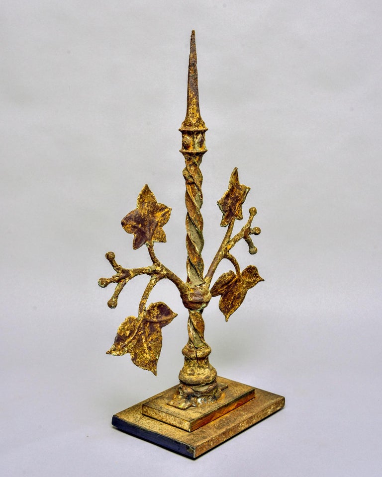 Pair of Rustic 19th Century Iron Finials on Stands For Sale at 1stDibs