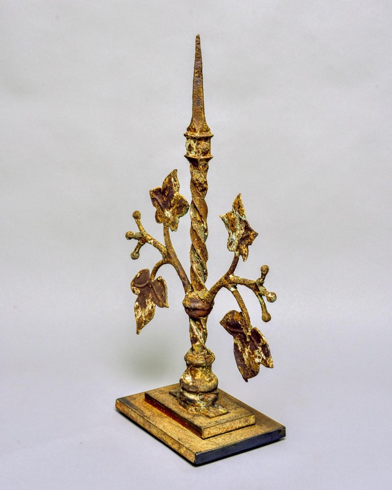 Pair of Rustic 19th Century Iron Finials on Stands For Sale at 1stDibs