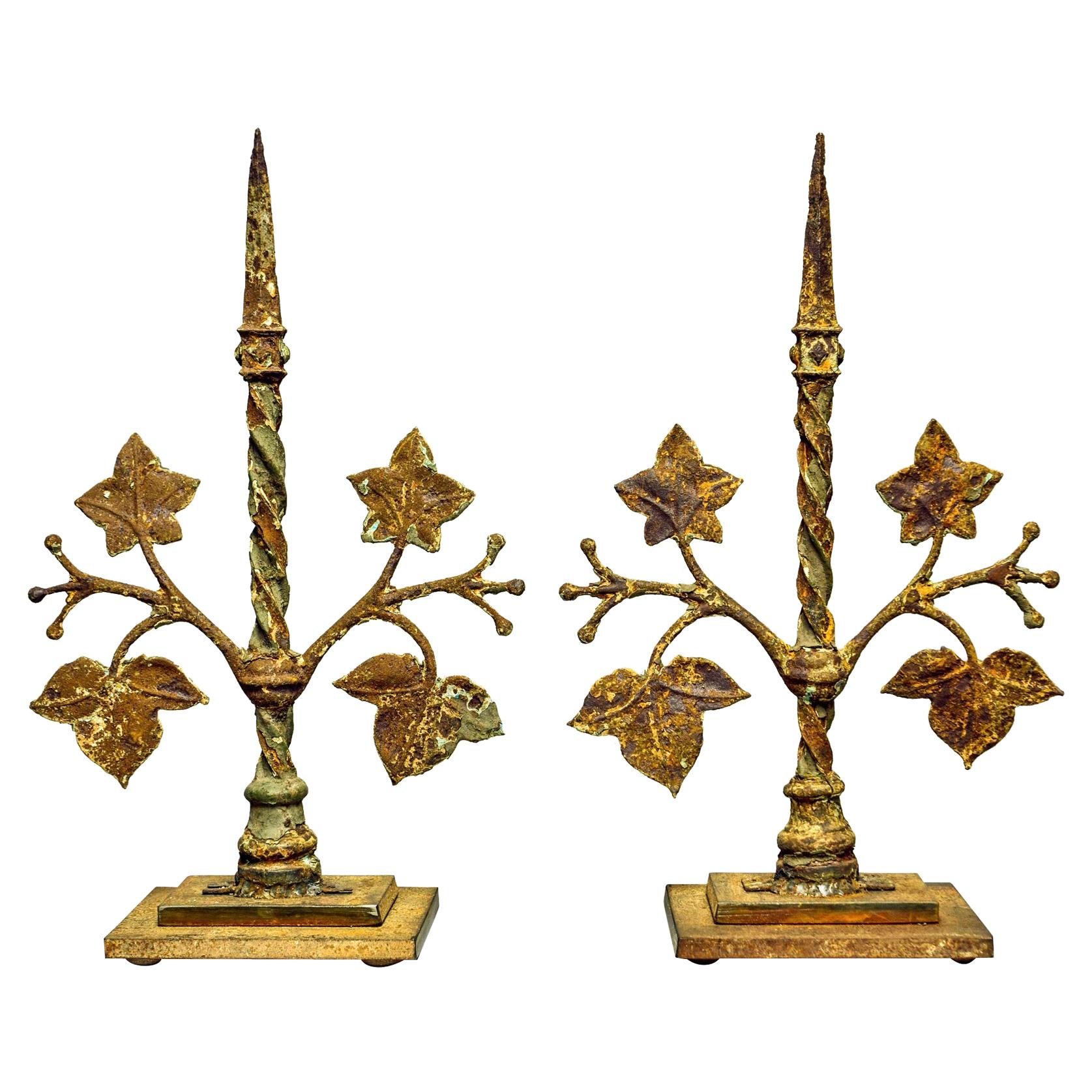 Pair of Iron Pine Cone Gate Post Finials For Sale at 1stDibs