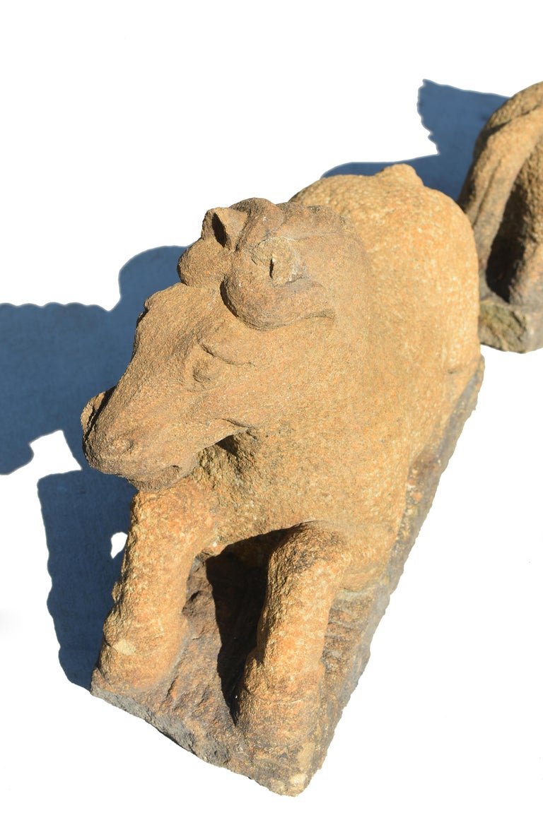 Pair Sandstone Horses Large Garden Animal Statue For Sale at 1stDibs