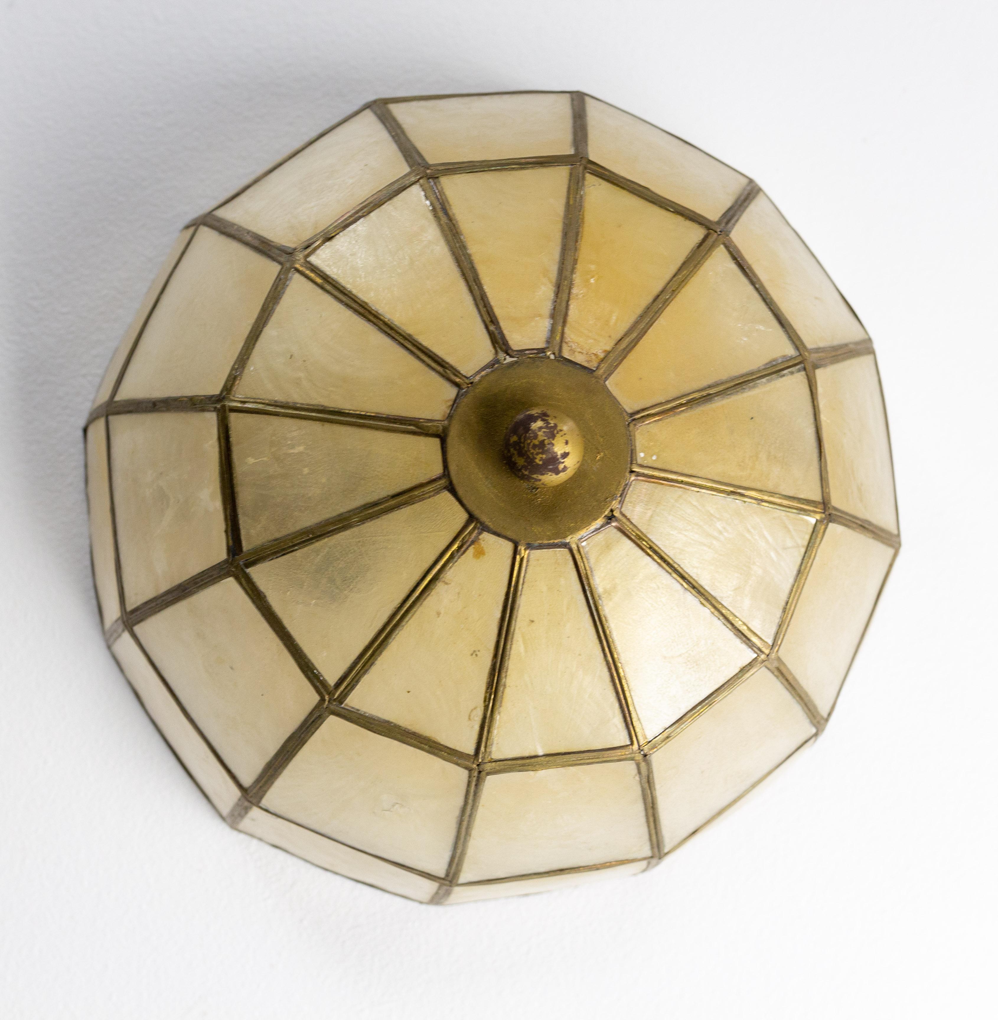 Pair Sconces Wall Lights French, Mother-of-Pearl and Brass, 1970 at 1stDibs