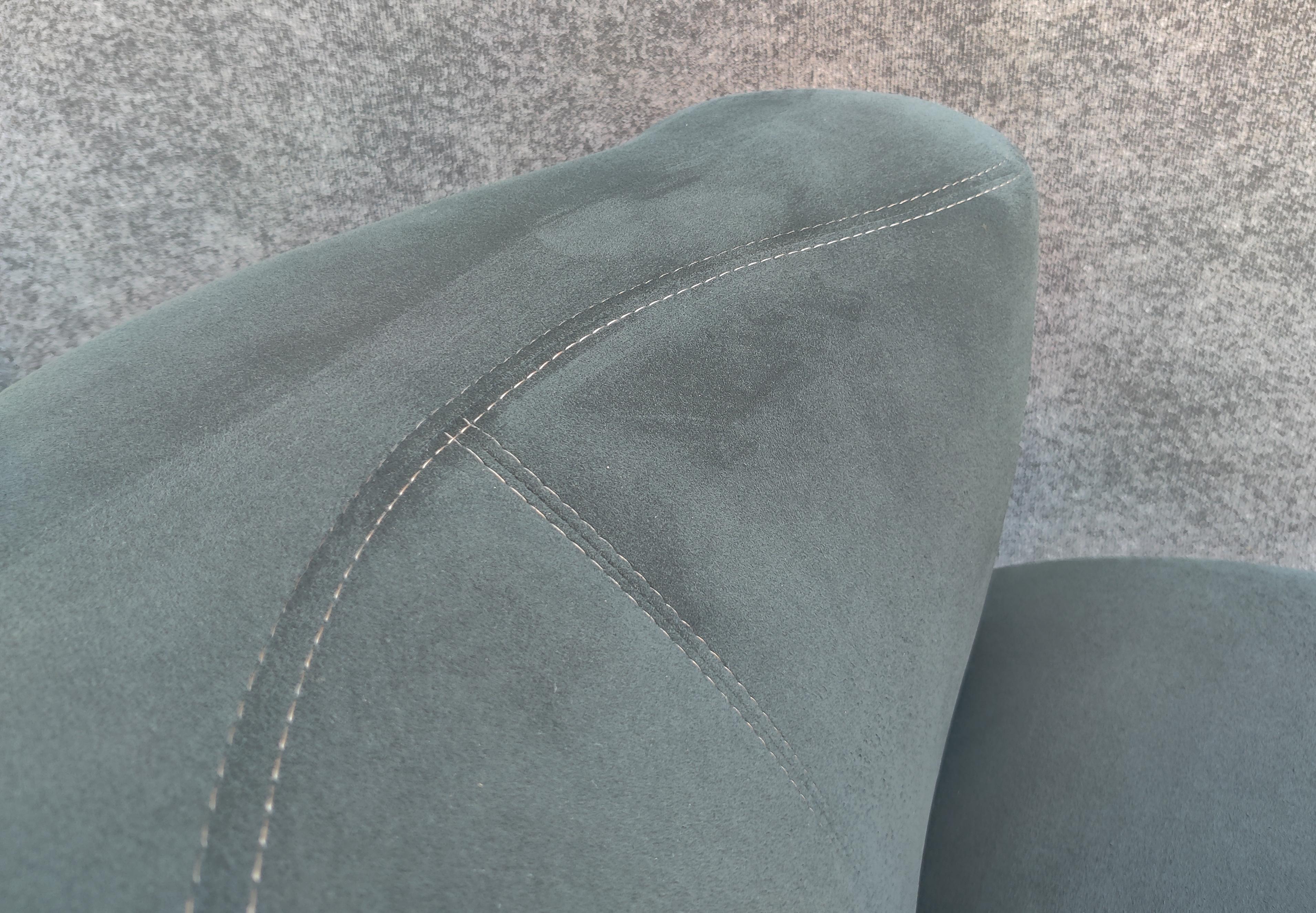 Pair Scroll Corkscrew Dark Green Suede Swivel Lounge Chairs Mid-Century ...