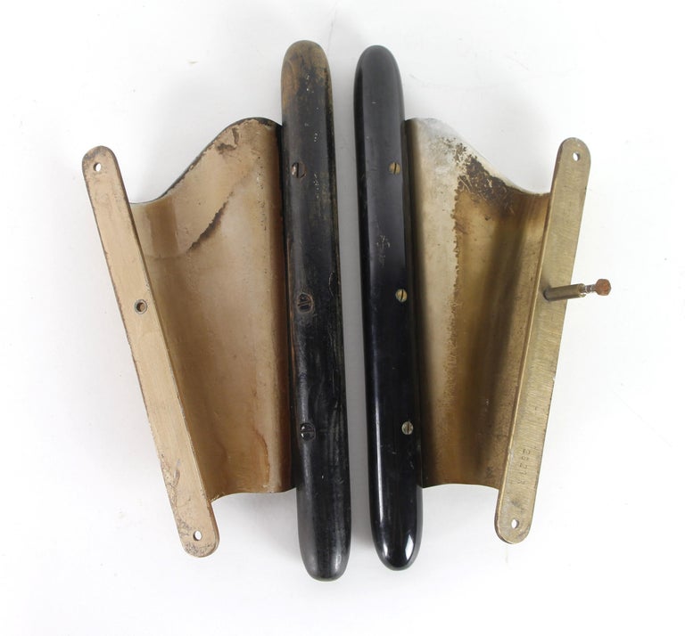 Pair Scroll Door Pulls Wood and Stain Brass Finish from Europe For Sale ...