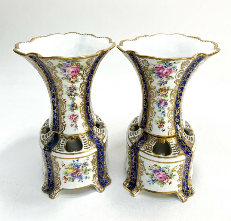 Pair Sevres France Hand Painted Porcelain Vases, Modeled After ...