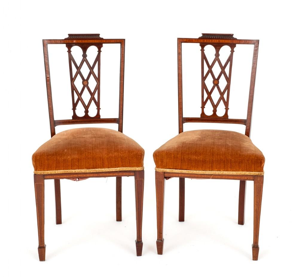 Pair Sheraton Side Chairs Mahogany Accent Seats For Sale at 1stDibs