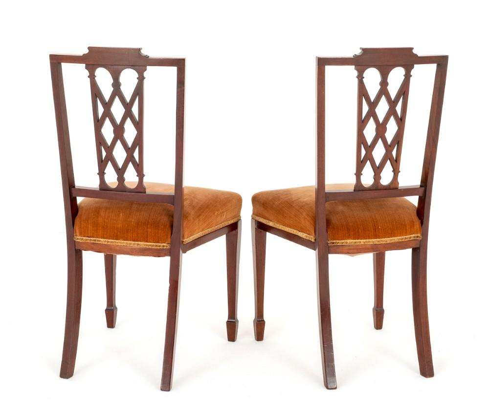Pair Sheraton Side Chairs Mahogany Accent Seats For Sale at 1stDibs