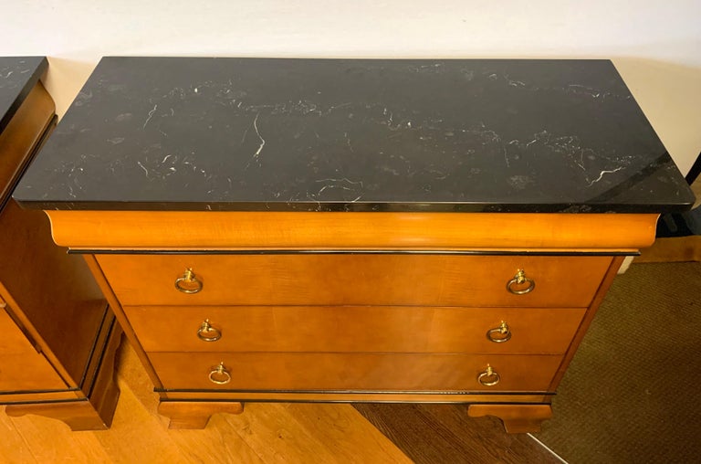 Neoclassical Style Marble-Top Dressers Nightstands Chests, Pair at 1stDibs