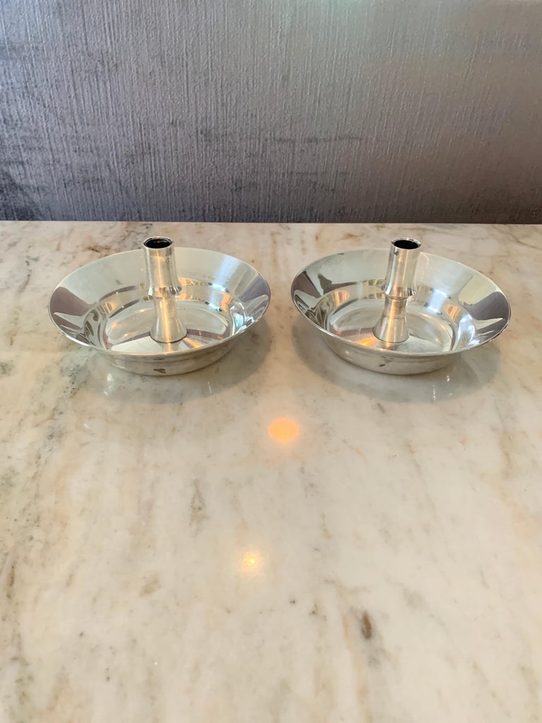 Pair of Silver Plate Dansk Candlesticks For Sale at 1stDibs