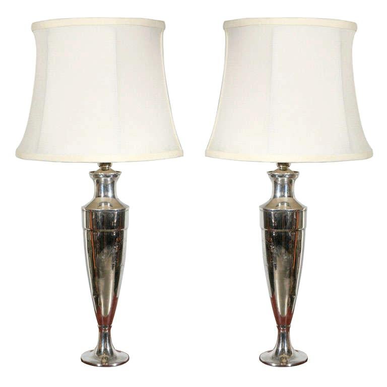 Pair Silver Plated Lamps at 1stDibs