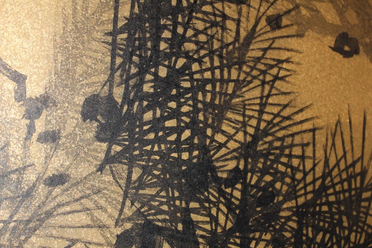 Pair of Six Fold Japanese Paper Screens For Sale at 1stDibs