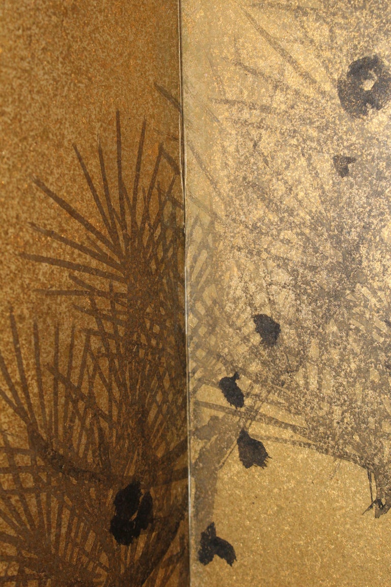 Pair of Six Fold Japanese Paper Screens For Sale at 1stDibs