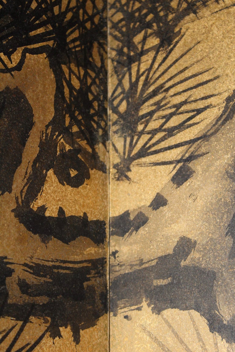 Pair of Six Fold Japanese Paper Screens For Sale at 1stDibs