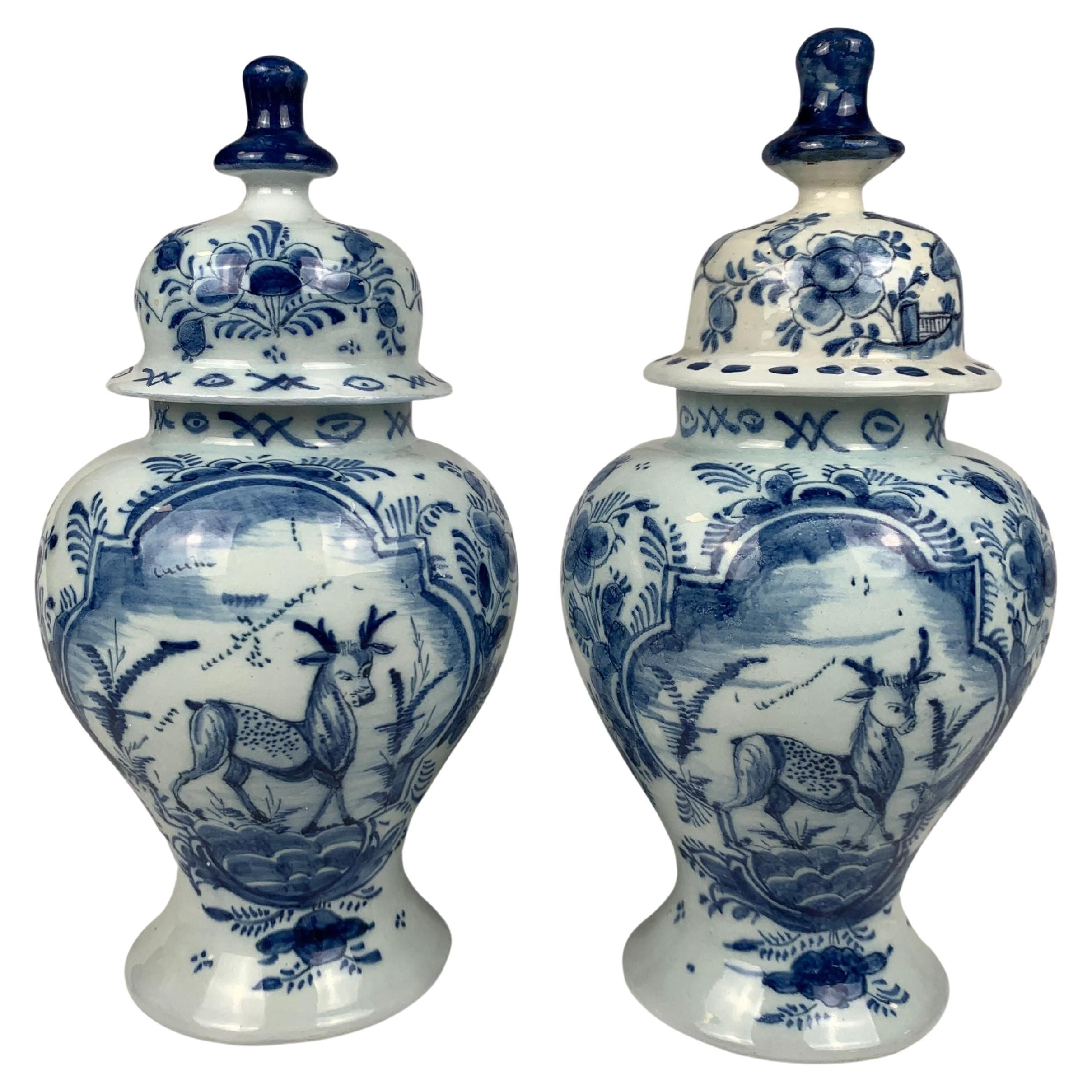 Antique Blue and White Dutch Delft Ginger Jar at 1stDibs