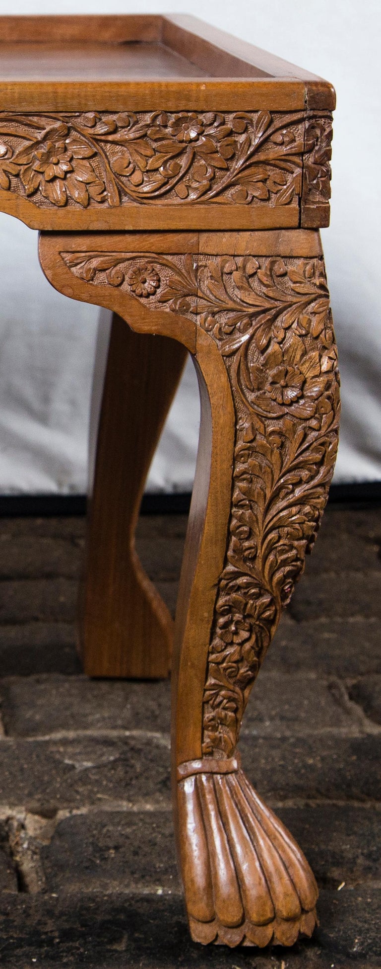 Pair Small Square Carved Wood Indian Tables at 1stDibs