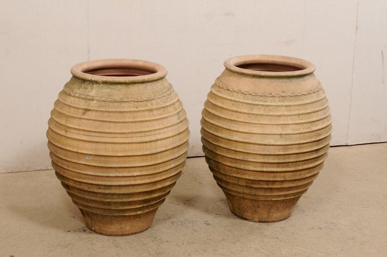 Pair Spanish Terracotta Bulb-Shaped Pots, from the Early 20th Century ...