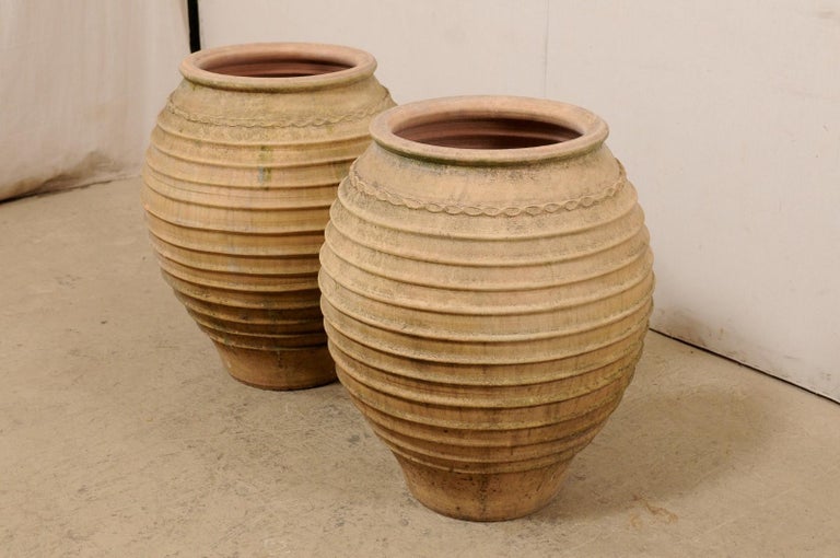 Pair Spanish Terracotta Bulb-Shaped Pots, from the Early 20th Century ...