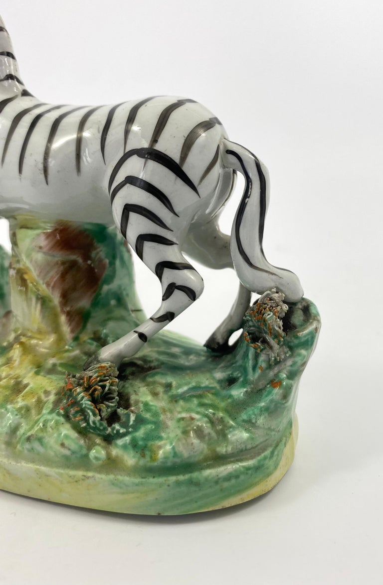 Pair Staffordshire Pottery Zebra, Thomas Parr Factory, c. 1860 at 1stDibs