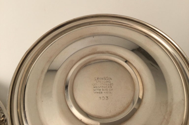 Pair of Sterling Silver Repousse’ Compotes by Kirk For Sale at 1stDibs