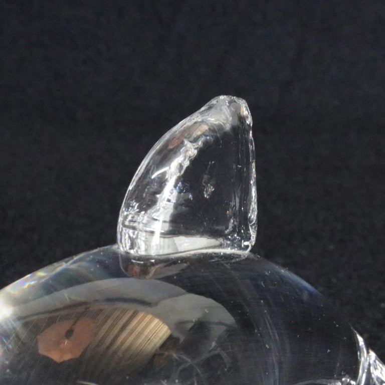 Pair of Steuben Crystal Sculpture Paperweights of Dolphins, Lloyd ...