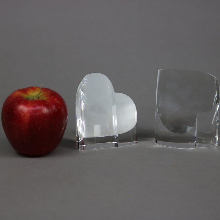 Pair Steuben Glass Heart Paperweights, Signed 20th C at 1stDibs ...