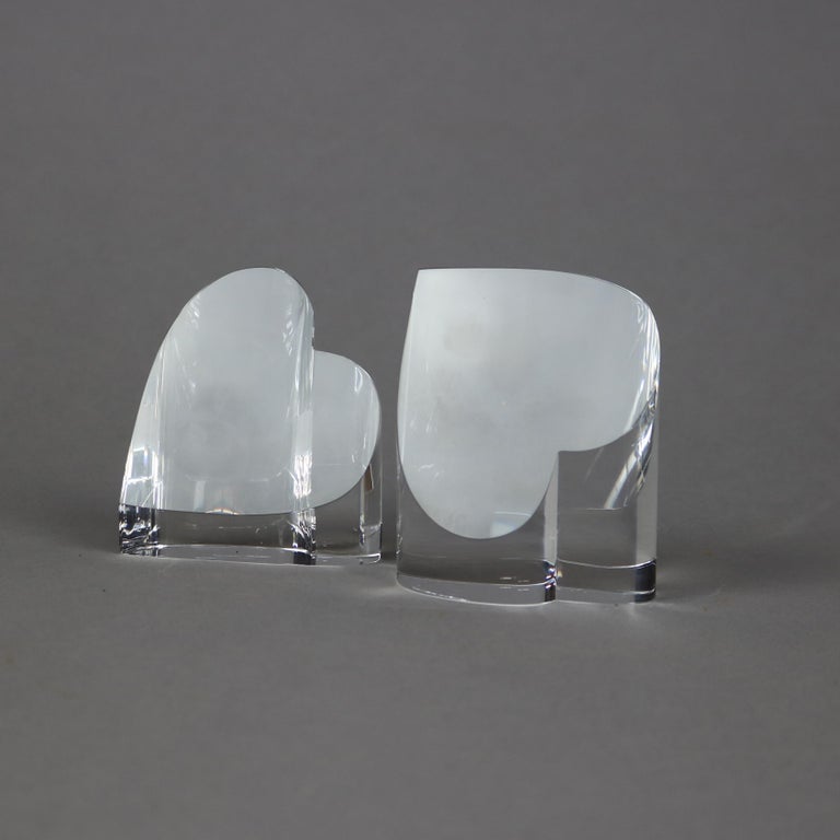 Pair Steuben Glass Heart Paperweights, Signed 20th C For Sale at 1stDibs