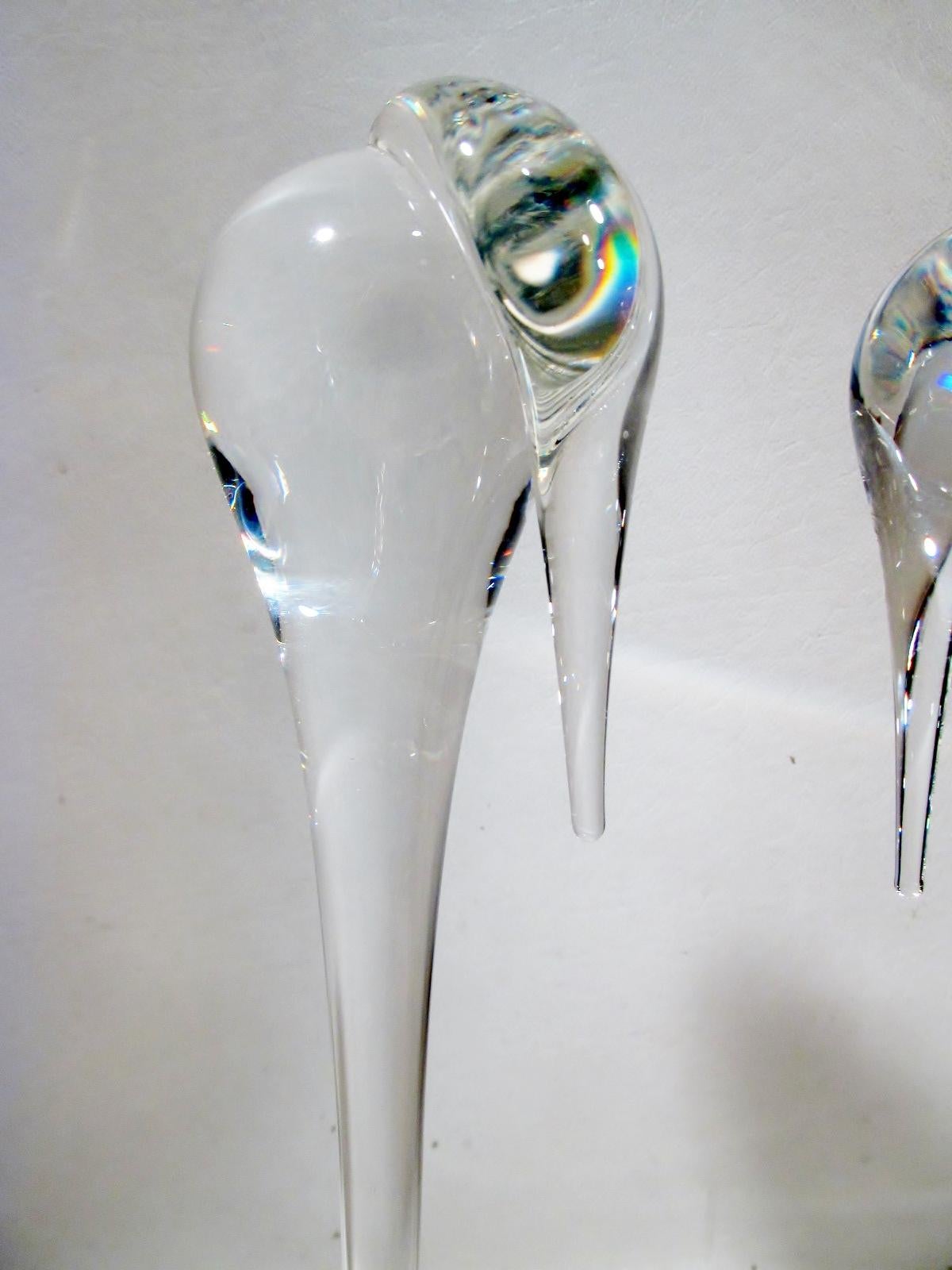 Pair of Steuben Modernist Crystal Stork Sculpture #8538 Paul Schulze at ...