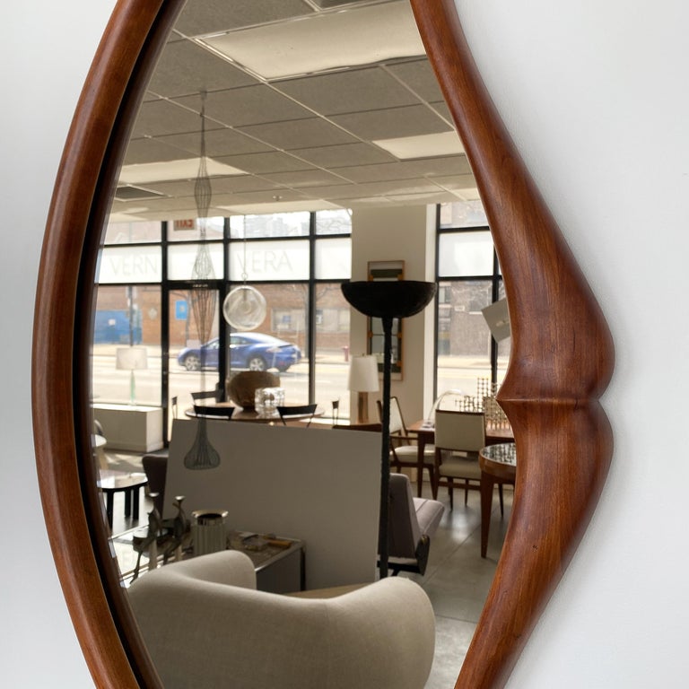 Pair of Studio Craft Movement Carved Sculptural Walnut Wall Mirrors ...