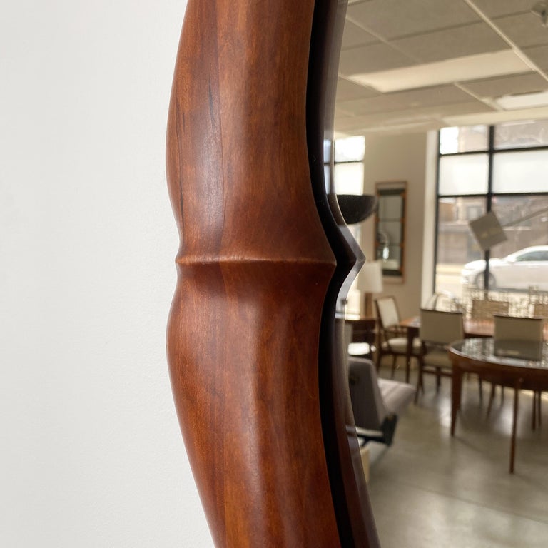 Pair of Studio Craft Movement Carved Sculptural Walnut Wall Mirrors ...