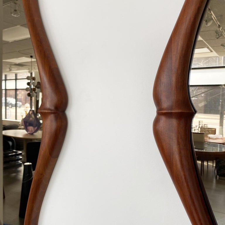 Pair of Studio Craft Movement Carved Sculptural Walnut Wall Mirrors ...