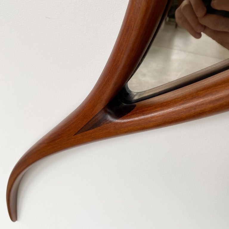 Pair of Studio Craft Movement Carved Sculptural Walnut Wall Mirrors ...