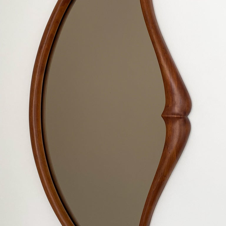 Pair of Studio Craft Movement Carved Sculptural Walnut Wall Mirrors ...