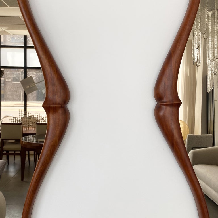 Pair of Studio Craft Movement Carved Sculptural Walnut Wall Mirrors ...