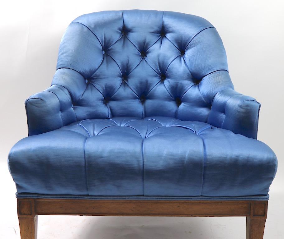 Pair of Stylish Satin Upholstered Chairs at 1stDibs
