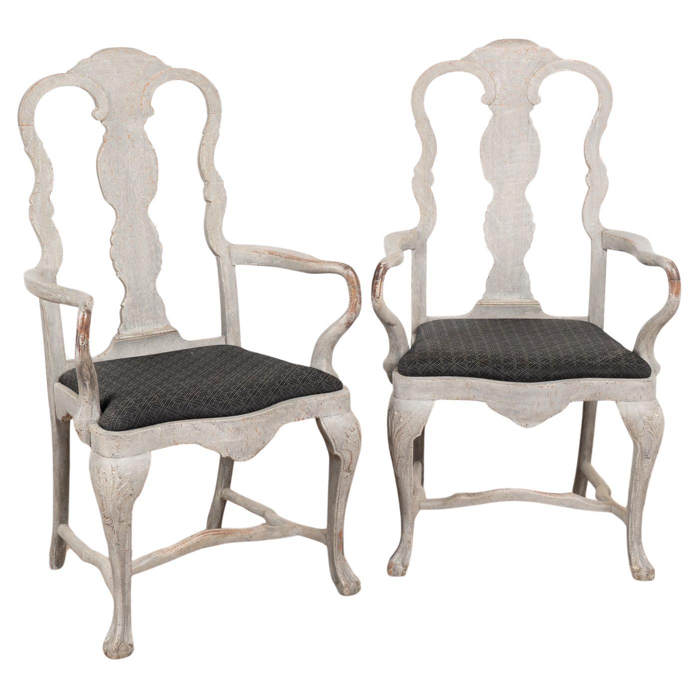 Pair, Swedish Rococo Style Arm Chairs, circa 1890 For Sale at 1stDibs