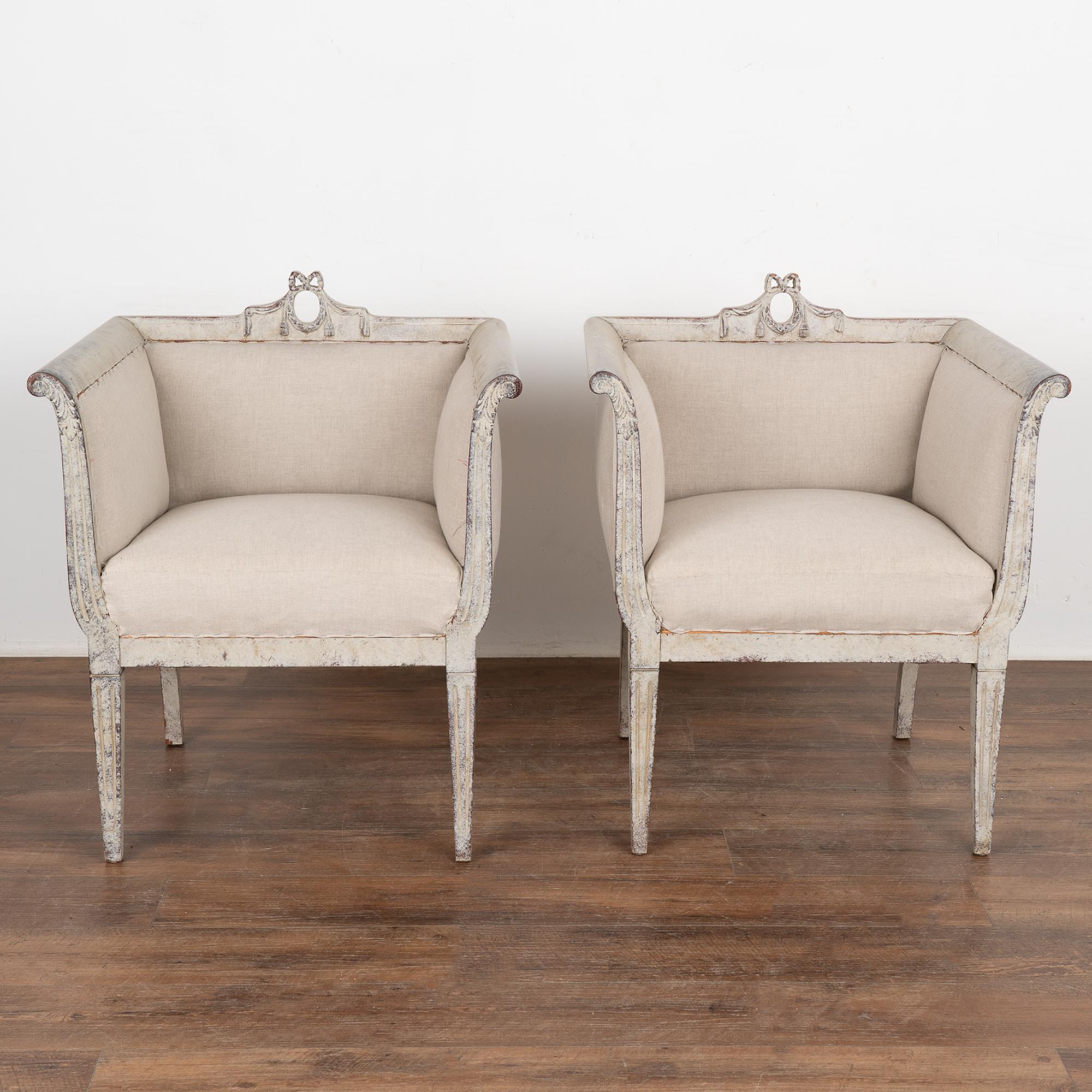 Pair, Swedish White Painted Gustavian Arm Chairs, circa 1880-1900 For ...