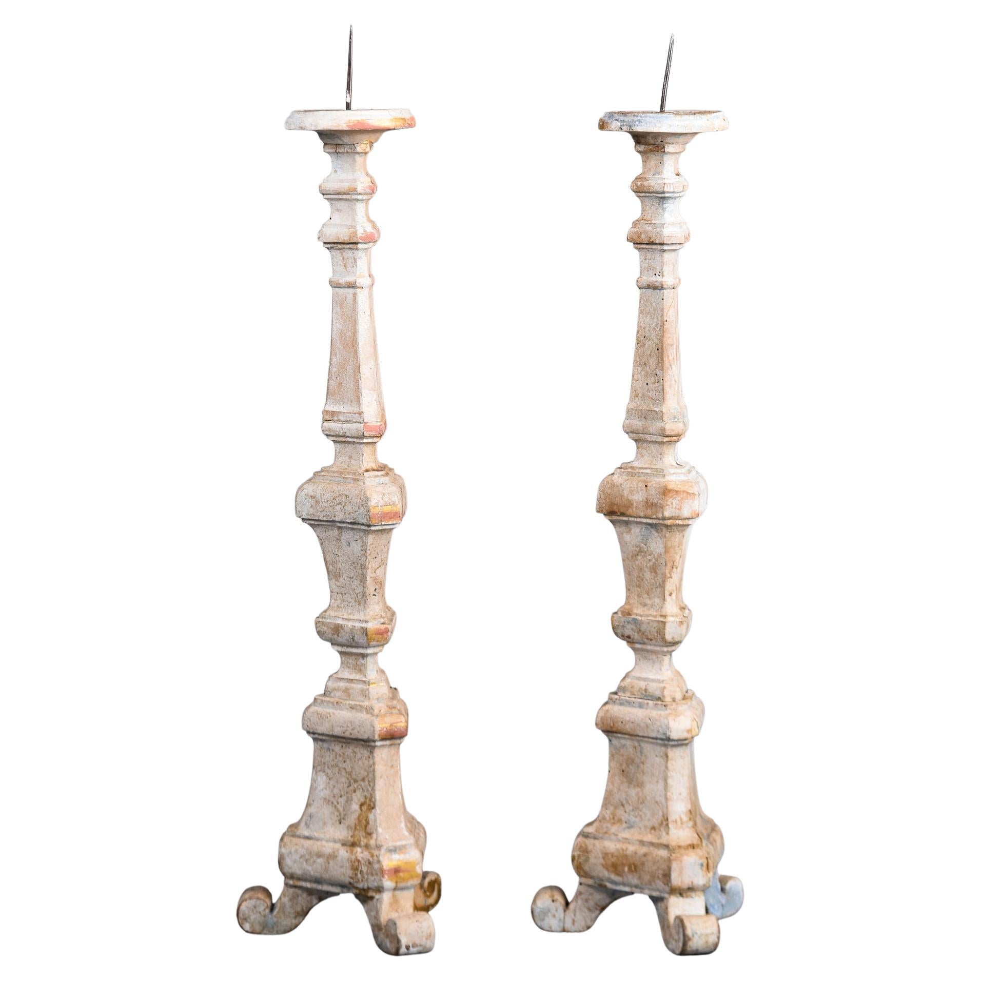 Pair of 19th Century Italian Pricket Sticks For Sale at 1stDibs