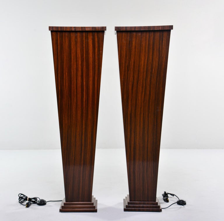 Pair of Tall Bespoke Walnut Display Stands with Interior under Light ...