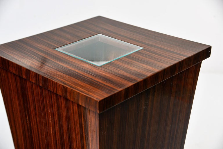 Pair of Tall Bespoke Walnut Display Stands with Interior under Light ...