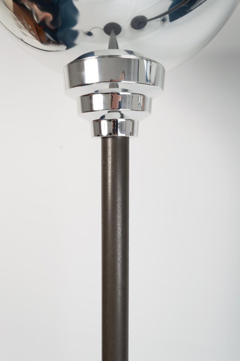 Pair Tall English Art Deco Chrome Uplighter Floor Lamps For Sale at 1stDibs