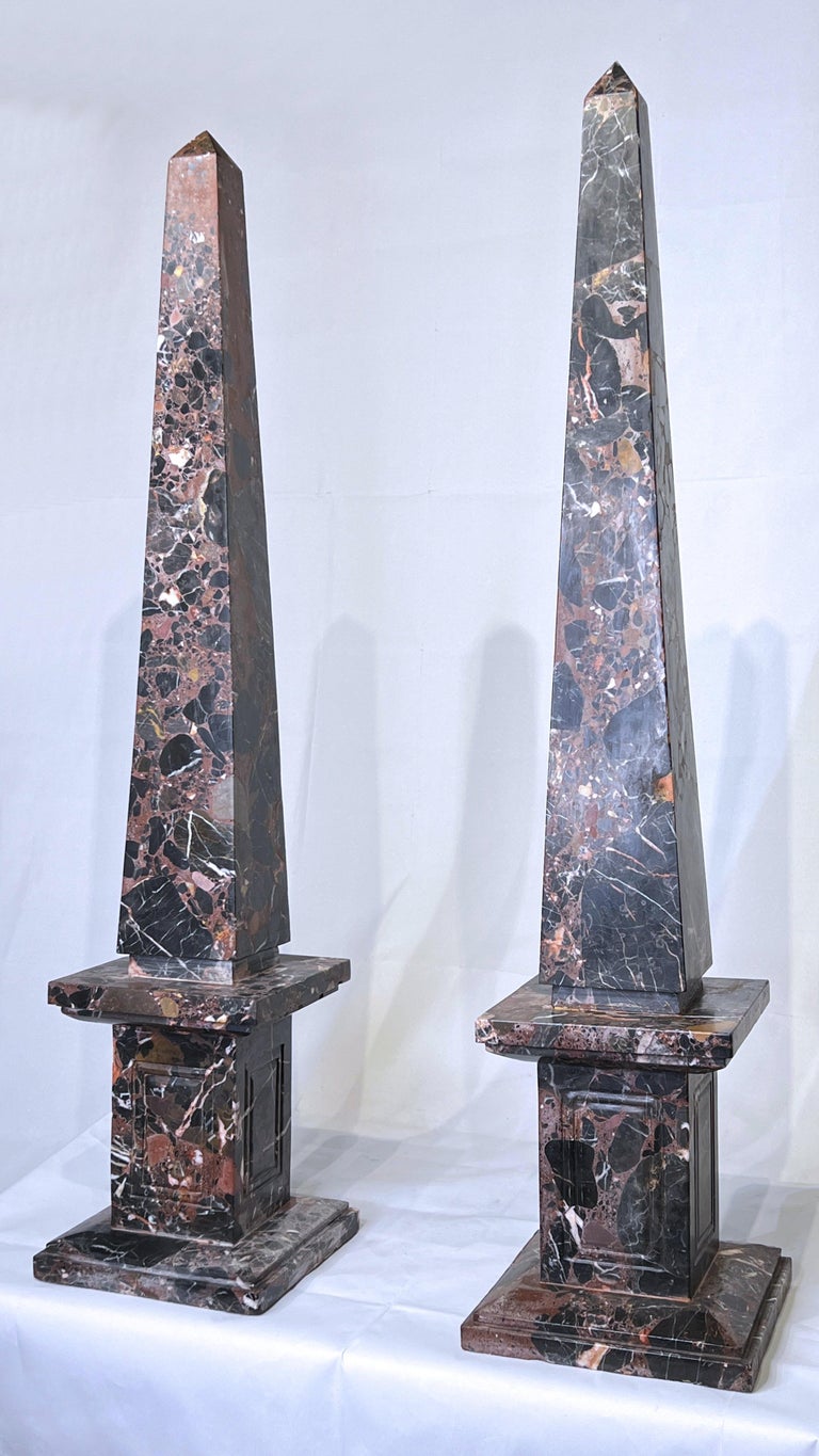 Pair Tall Marble Obelisks For Sale at 1stDibs