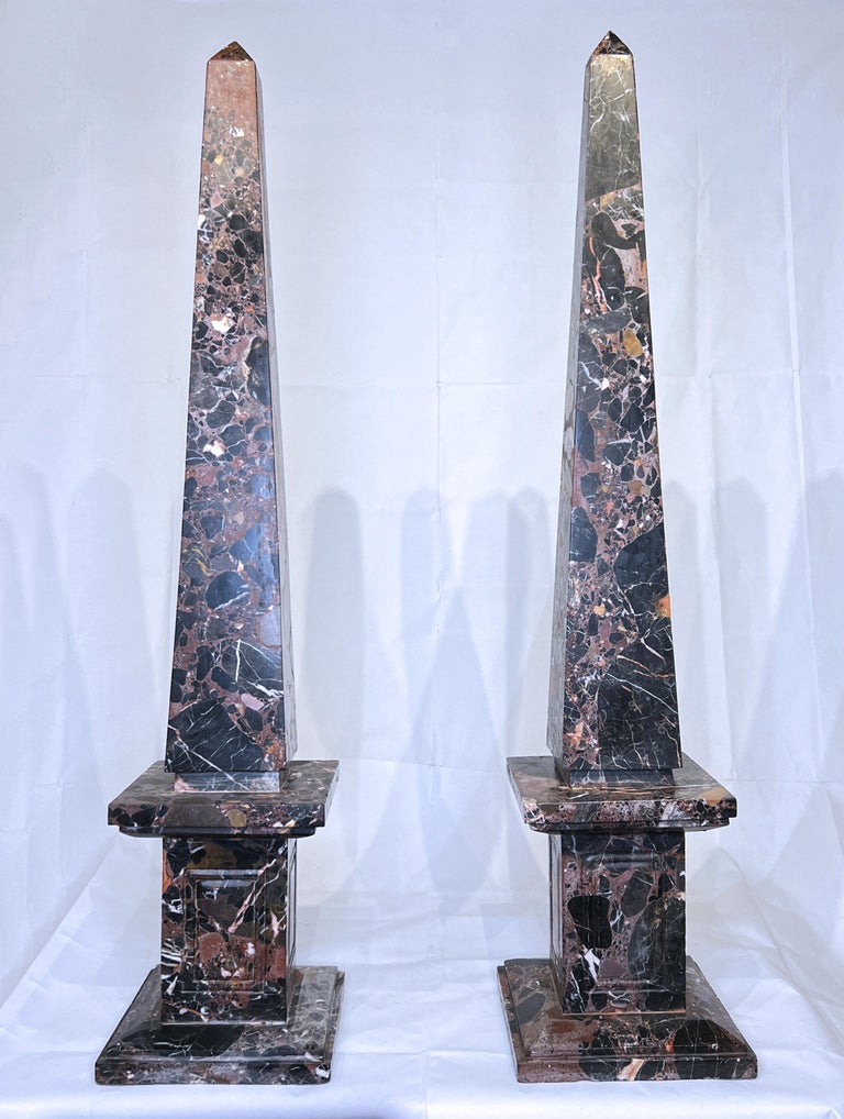 Pair Tall Marble Obelisks For Sale at 1stDibs